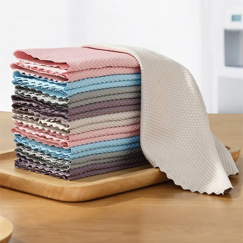 Kitchen-Fish-Scale-Rag-Microfiber-Glass-Mirror-Windows-Wiping ...