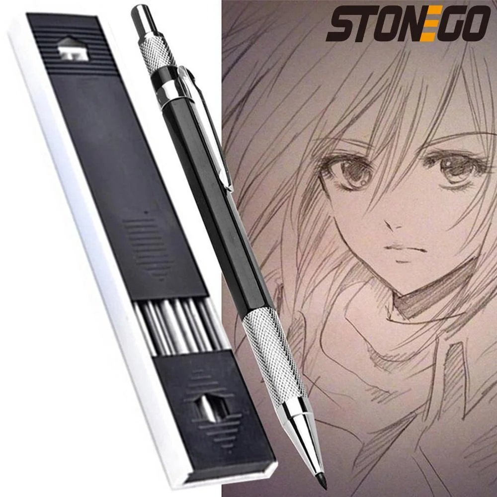 STONEGO 1 Set Metal Mechanical Pencils 2.0mm 2B Lead Holder Drafting ...