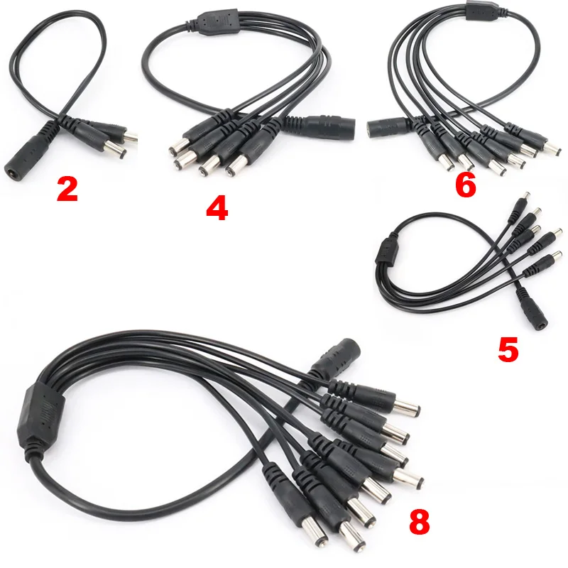 12V DC Power Supply Splitter Extend Plug 1 Female to 2 3 4 5 6 8 Male ...