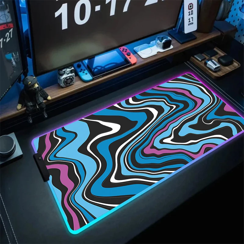 RGB-Colored-lines-Mouse-Pad-Strata-Liquid-90x40-Desk-Accessories-Office ...