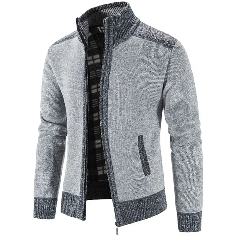 New-Men-s-Sweater-Coat-Fashion-Patchwork-Knitted-Sweater-Jacket-Slim ...