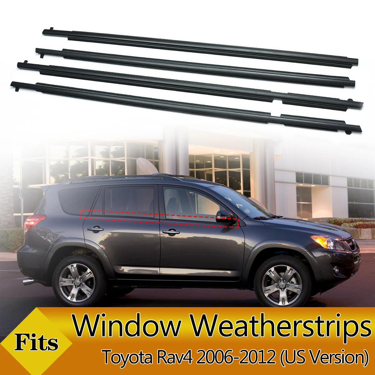 4PCS Car Outer Windows Rubber Weatherstrip Waterproof Pressure Strip ...