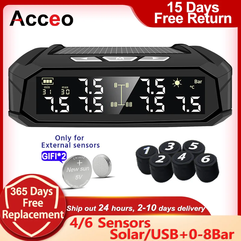Car-TMPS-Safety-Tire-Pressure-Alarm-System-Solar-Power-Digital-Display-Smart-Tire-Pressure ...