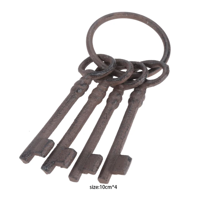 1pc Vintage Cast Iron Key Rings Ornaments Heavy Duty Metal Keys Chain ...