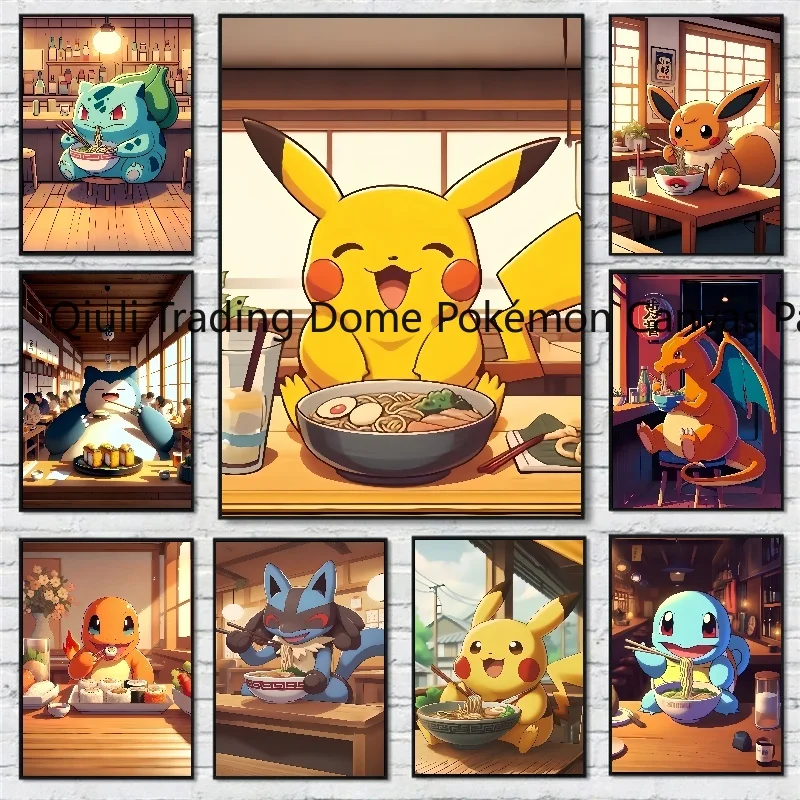 Japanese-Classic-Anime-Pokemon-Poster-Decor-Pikachu-Charizard-Wall-Art ...