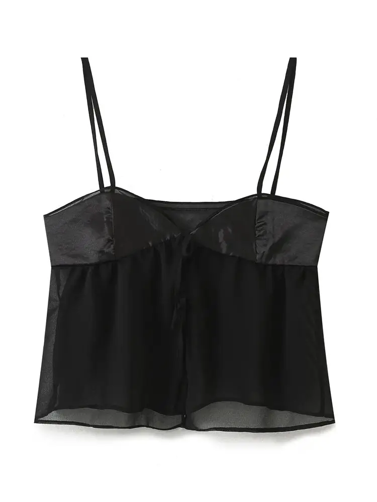 XNWMNZ-2024-Women-s-Fashion-Contrast-Semi-sheer-Camisole-Top-Women-High ...