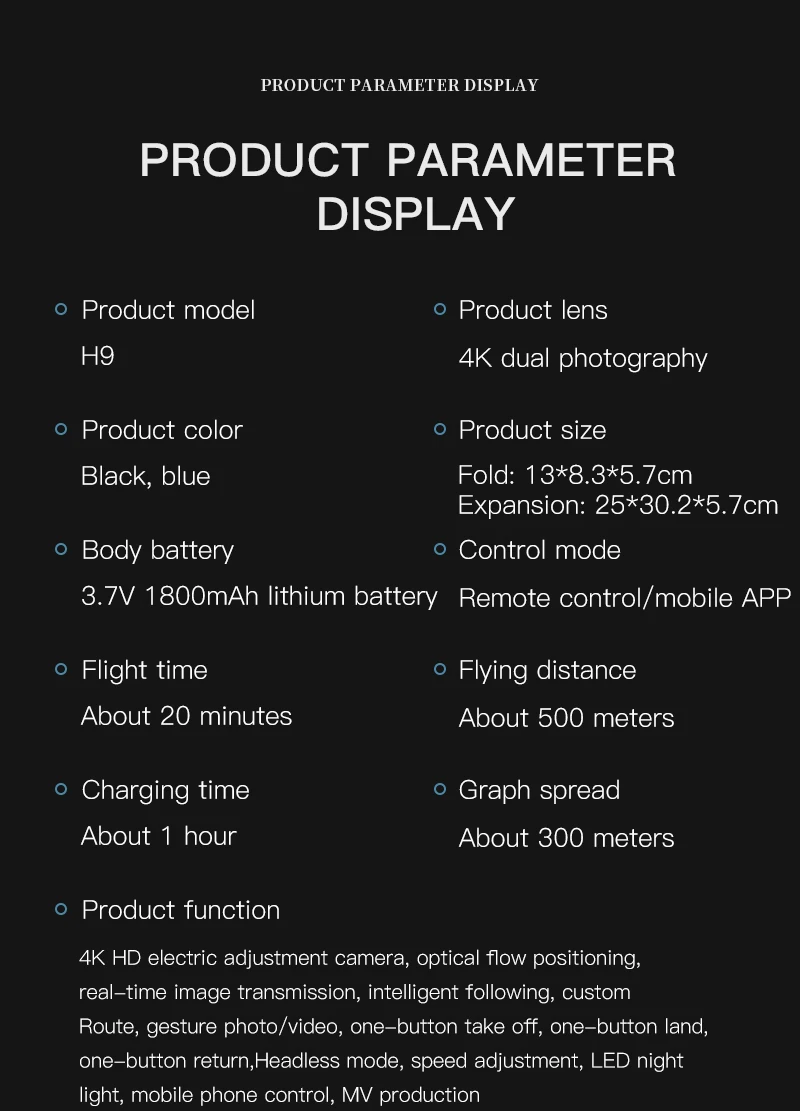 2023 New Genai H9 Obstacle Avoidance 360°Drone Dual HD Camera ...