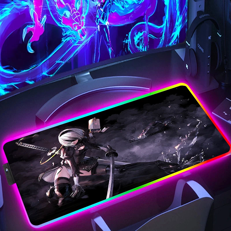 RGB-Mouse-Mat-LED-Large-Gaming-Mouse-Pad-Anime-NieR-Automata-2b-With ...
