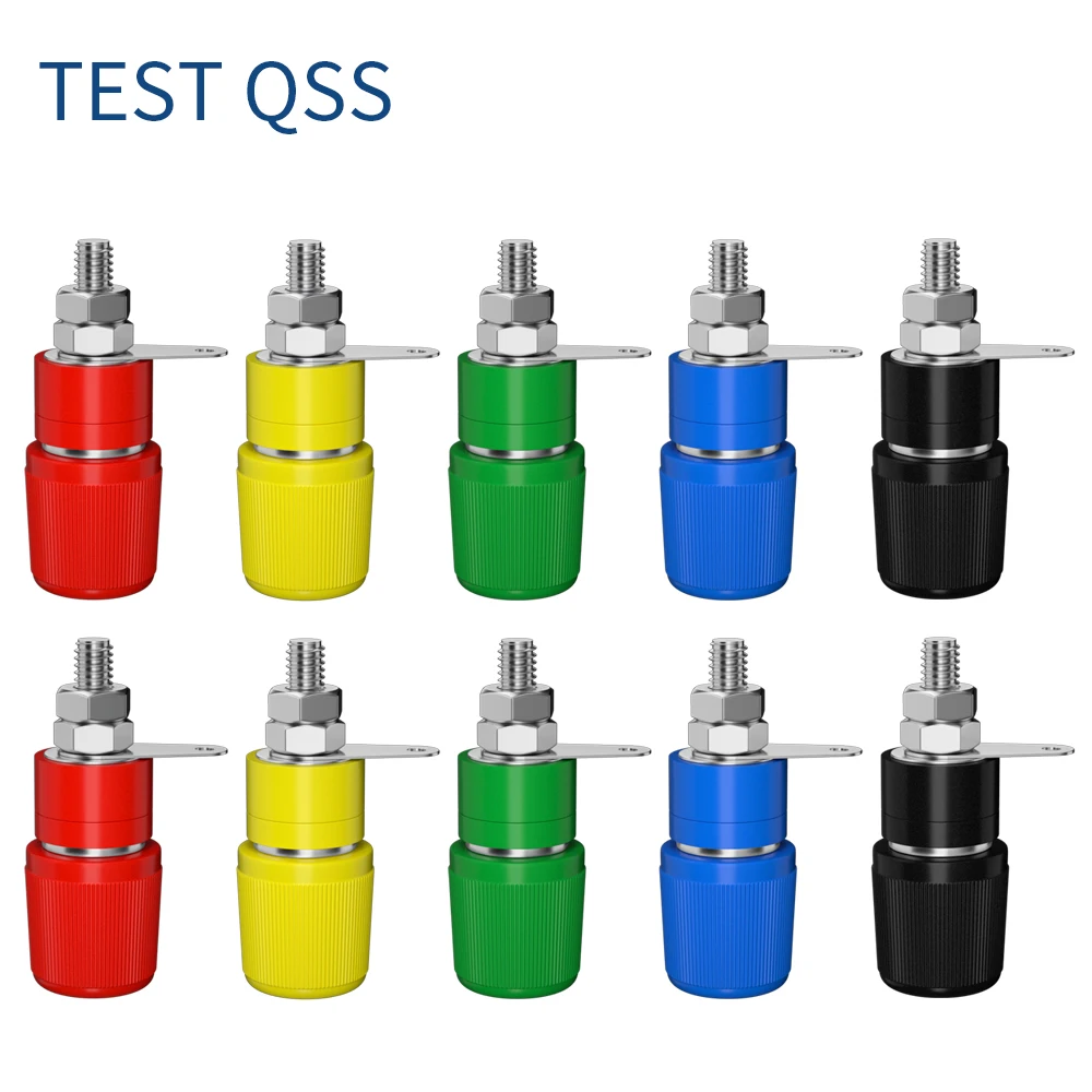 QSS 10PCS 4MM Banana Socket Binding Post Nut Banana Plug Jack Electrical Connector Terminal DIY ...