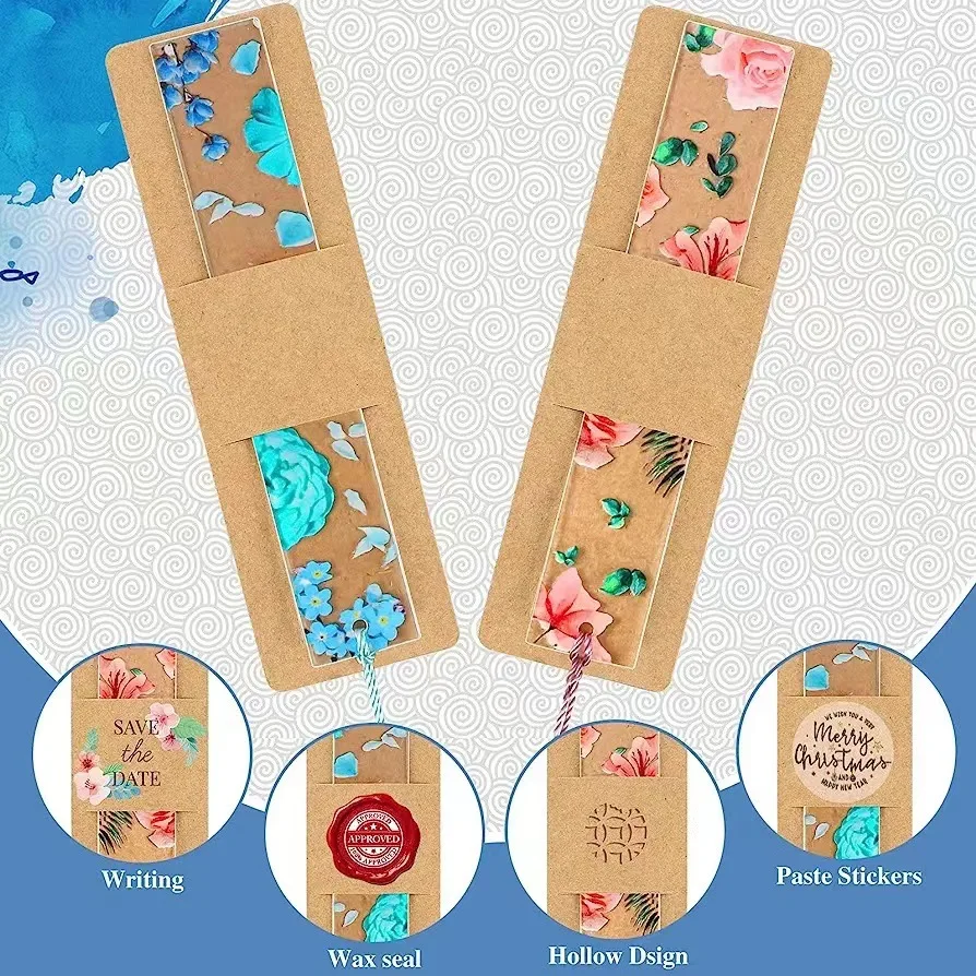 60pcs Kraft Bookmark Sets Resin Bookmark Holder Bookmarks DIY Bookmarks ...