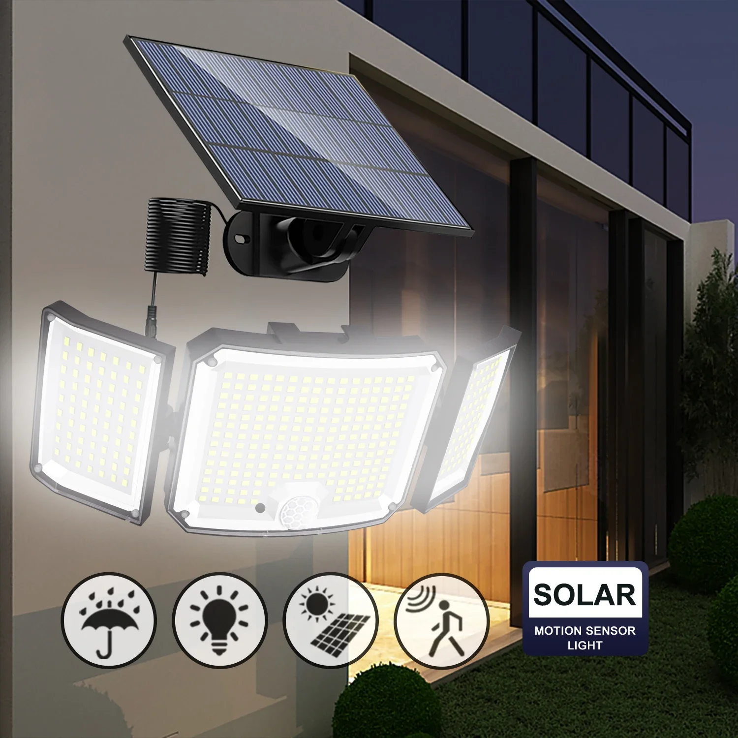 346 LED Solar Lamp Outdoor Motion Sensor Solar Flood Lights with Remote ...