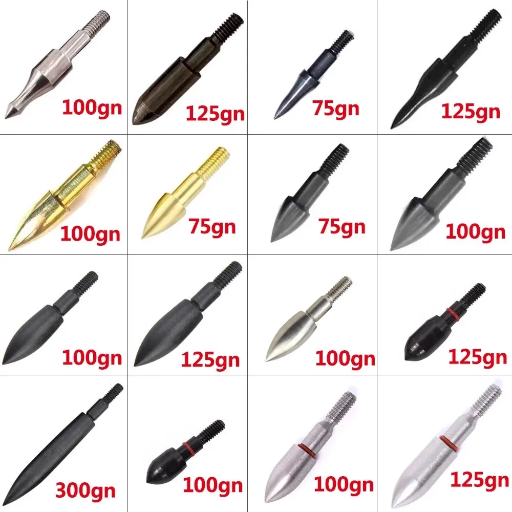 12pcs 50-300gn Arrow Heads Target Point Arrowhead for ID 6.2mm Arrows ...