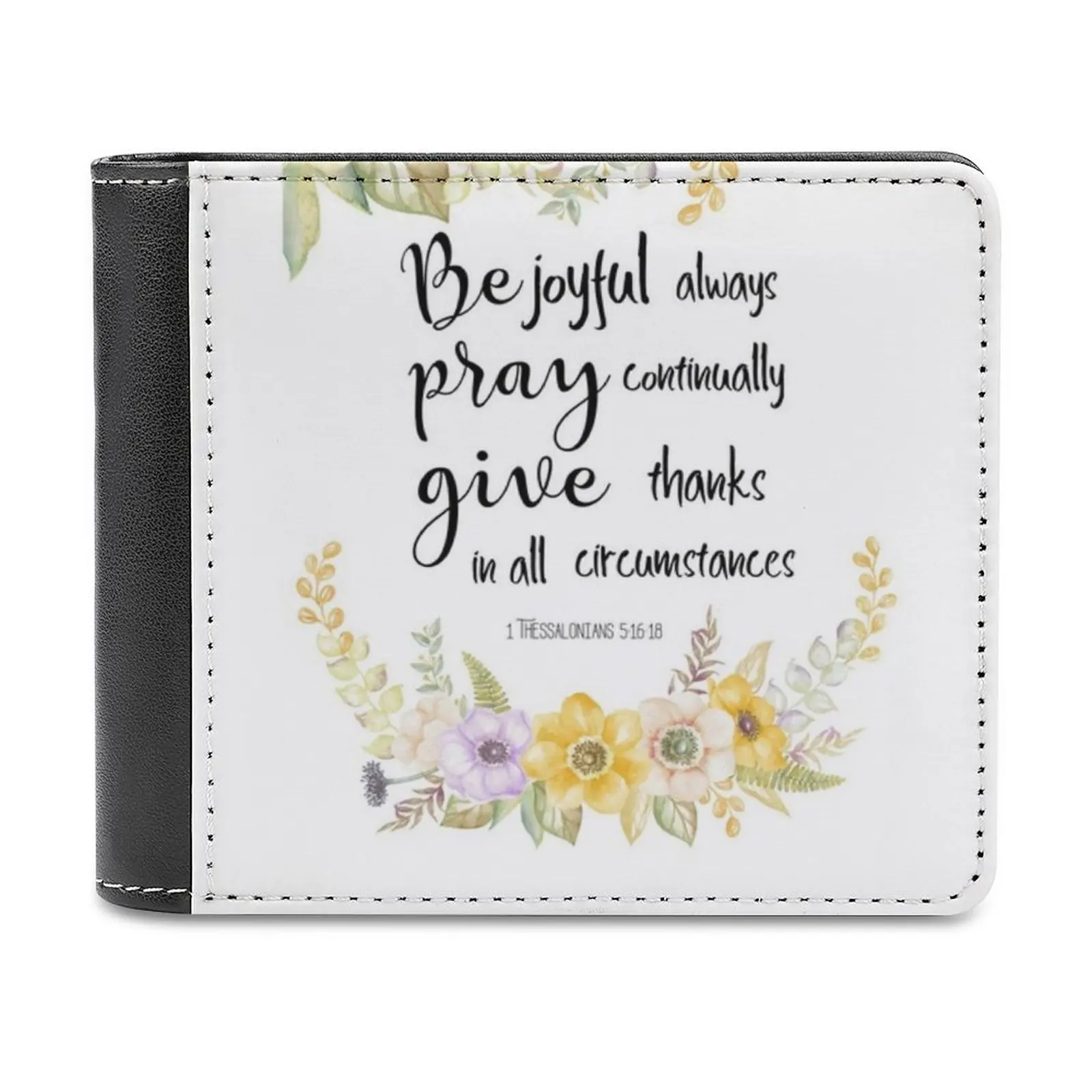 Always Be Joyful Bible Verse Leather Wallet Short Slim Male Purses ...