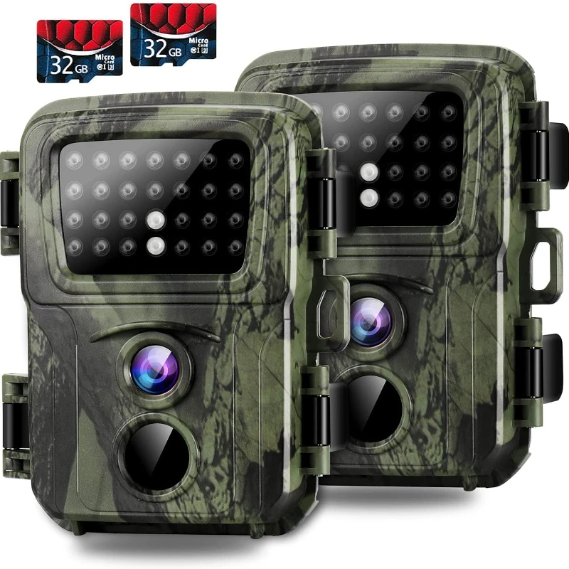 Mini Trail Camera 2 Pack 20MP 1080P Game Cameras Night Vision Motion ...