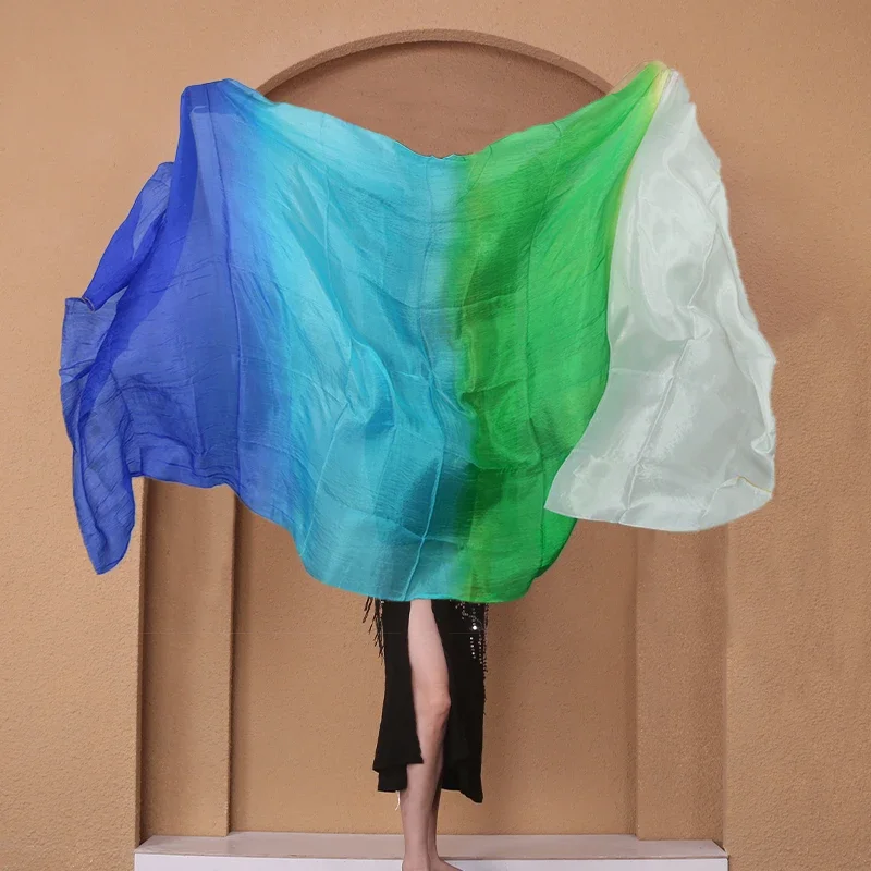 Belly Dance Silk Veils For Dancer Gradient Hand Scarf 250x114cm Real ...