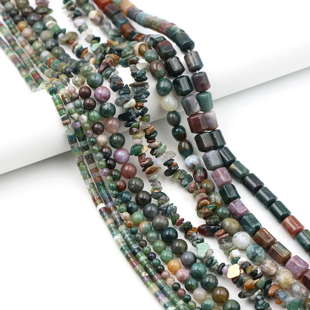 Natural Stone Indian Agate Cylinder Square Irregular Faceted Round ...