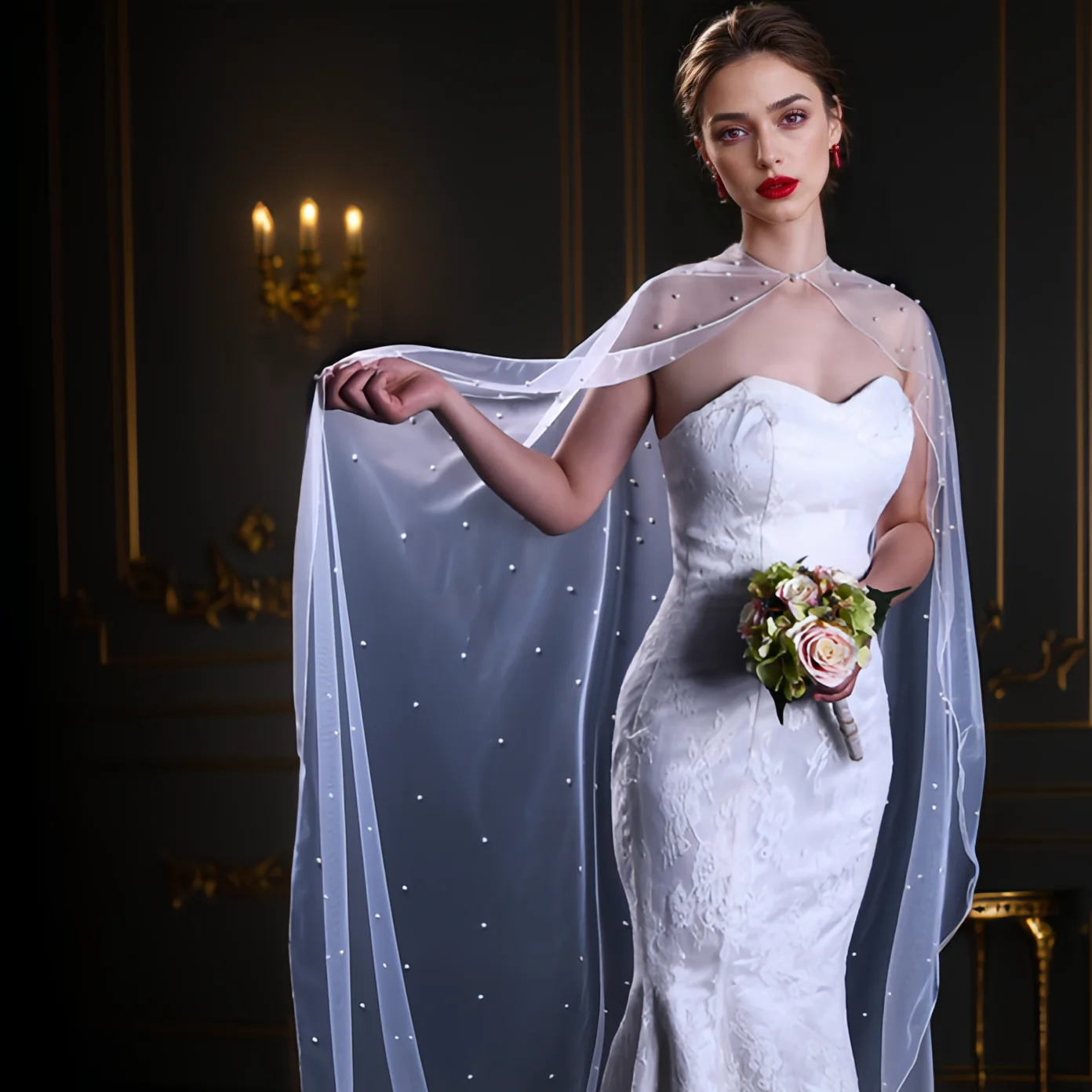 P-rola-Tal-o-Embelezado-Xaile-De-Casamento-Cape-Veil-Longa-Catedral-V ...