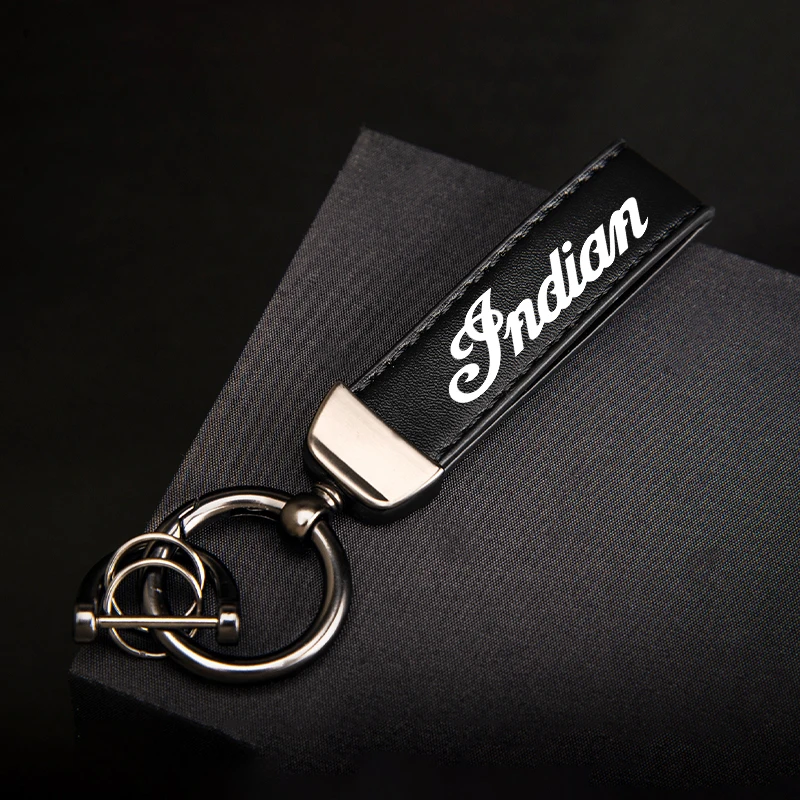 High-Grade-Leather-PU-Motorcycle-Keychain-Holder-Keyring-for-Indian ...