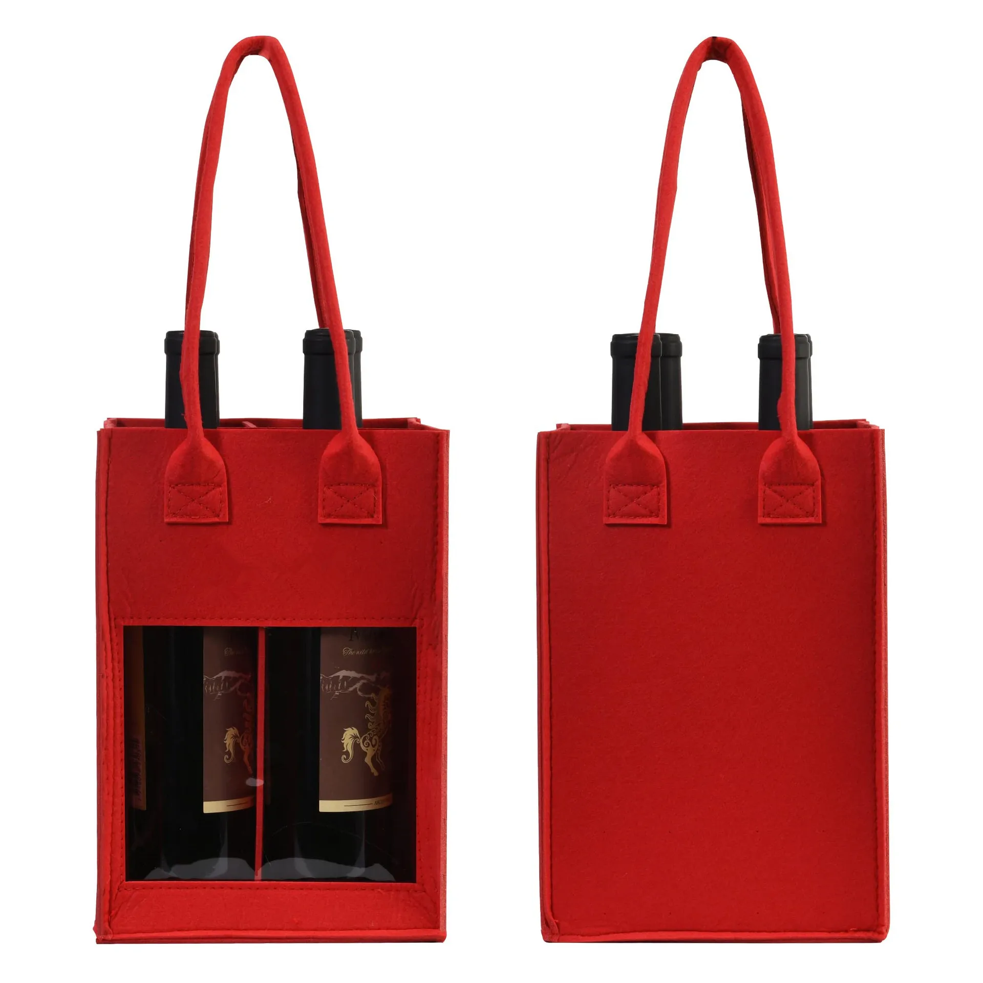 Portable Felt Red Wine Bag Double Bottle Champagne Storage Bag With ...