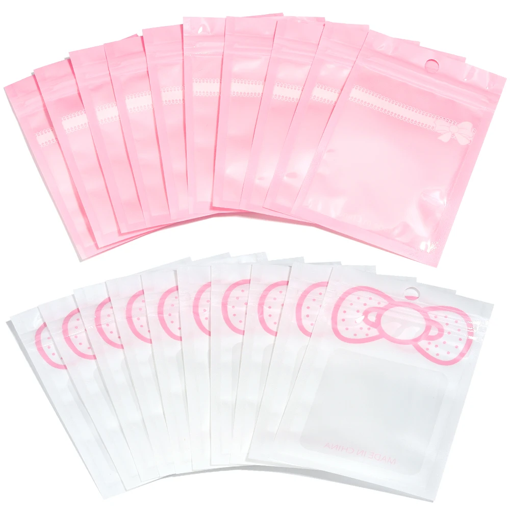 20pcs-lot-Pink-Clear-Ziplock-Bag-Bow-Tie-Candy-Cookies-Packaging-Bags ...