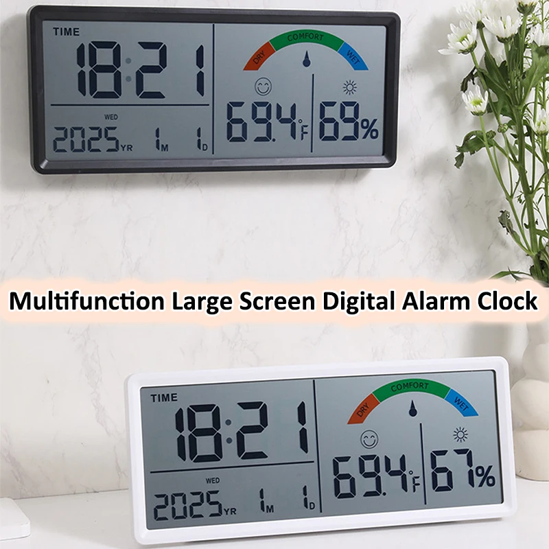 Multifunctional Alarm Clock LCD Large Screen Digital Temperature ...