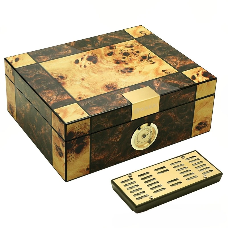 Large Capacity Cedar Wood Cigar Moisturizing Box - 50 Cigar High-End ...