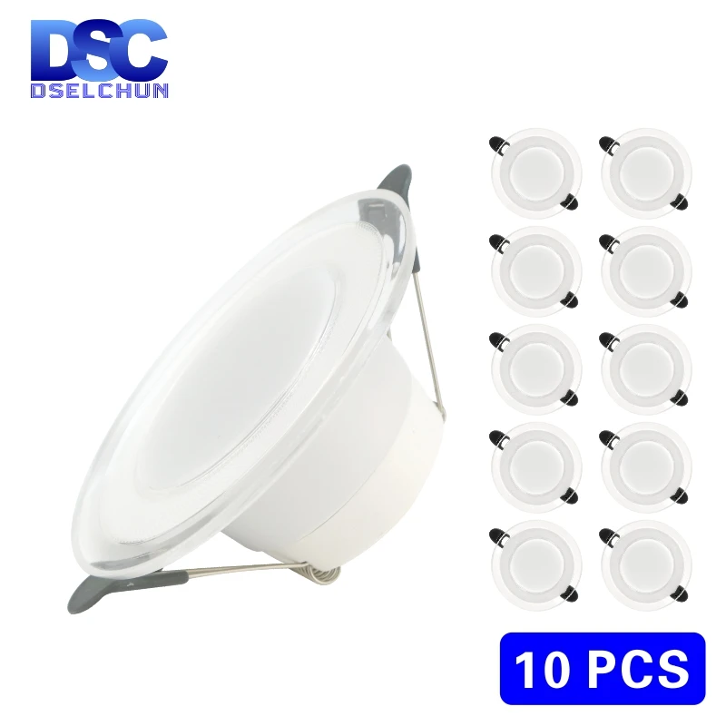 10pcs-lot-LED-Downlight-6W-LED-Lamp-220V-Spotlight-Recessed-Round-Panel ...
