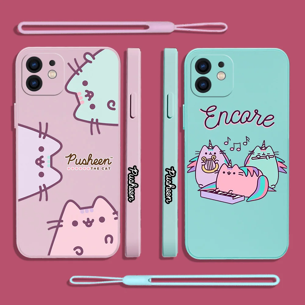 Cute Pusheens Cats Phone Case For iPhone 14 13 12 11 Pro Max Mini X XR ...