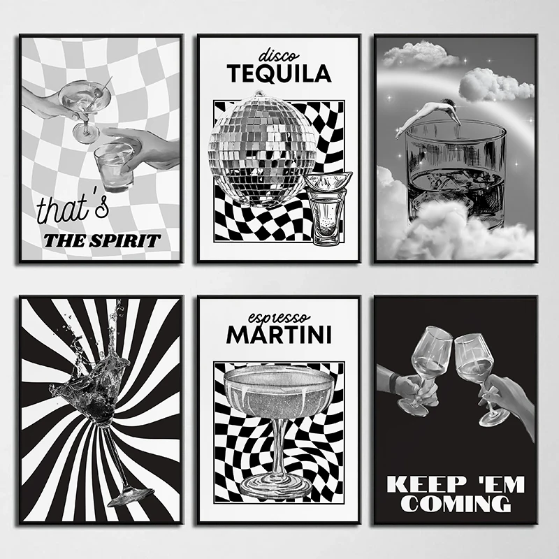 Funny-Pub-Kitchen-Black-and-White-Decor-Poster-Print-Cheers-Sign-Canvas ...