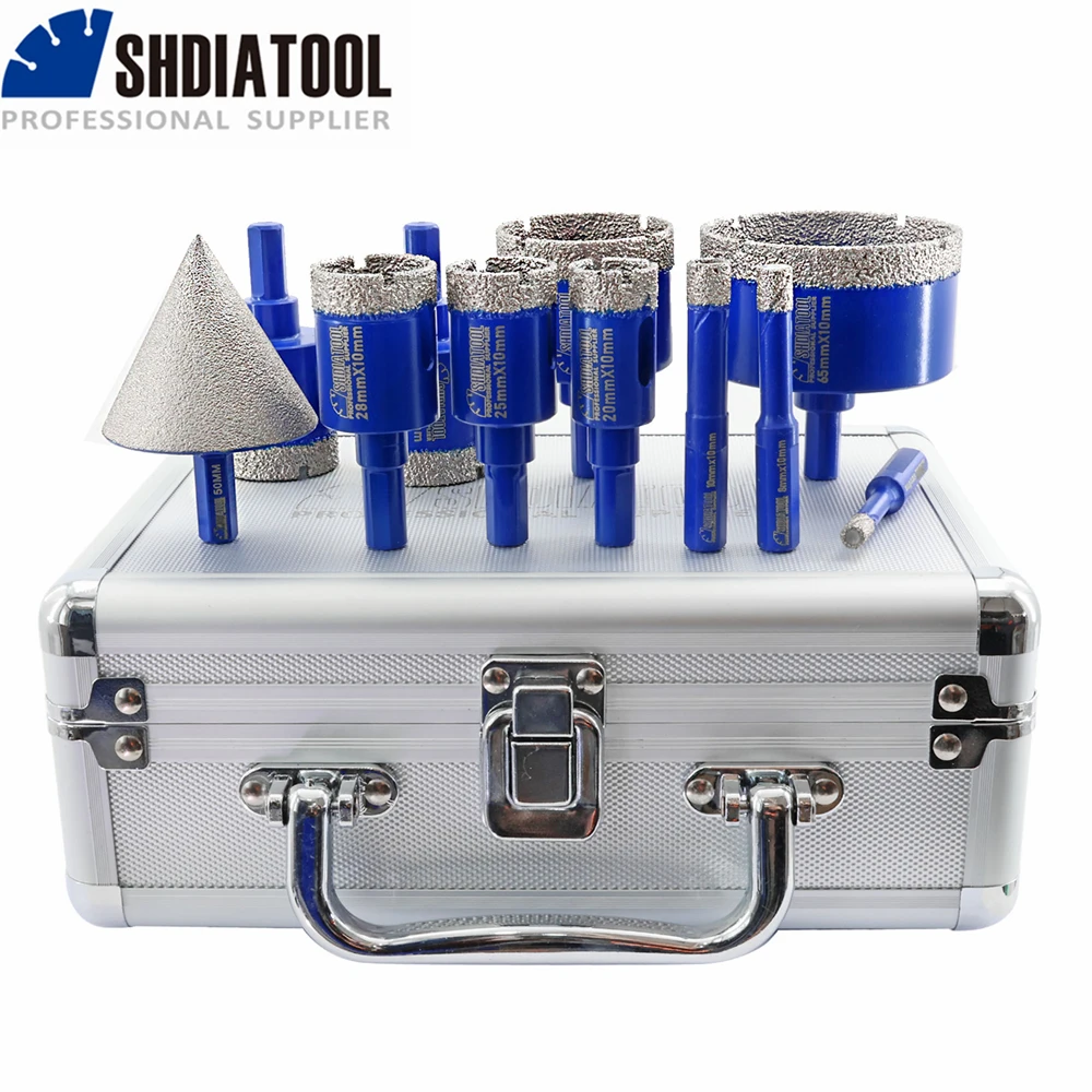 SHDIATOOL Kit de 11 forets diamantés pour perçage et fraisage, 6/8/10 ...