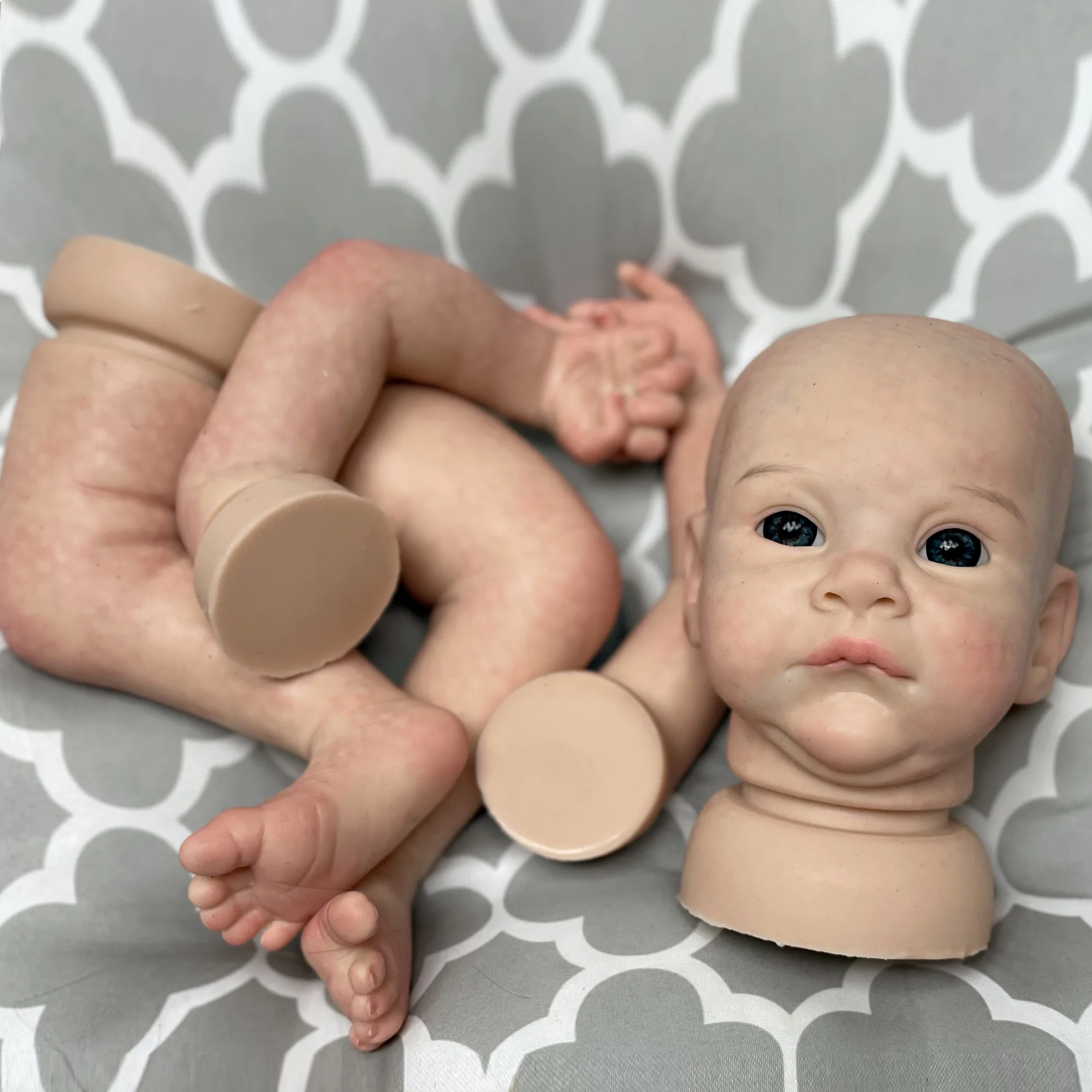 18 inç katı silikon yeniden doğmuş kiti açık gözler Bebe Reborn Muñeca ...