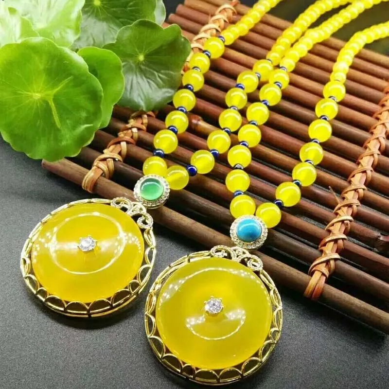 S925-Silver-Inlaid-Natural-Topaz-Pingan-Buckle-Pendant-Ladies-Fashion ...