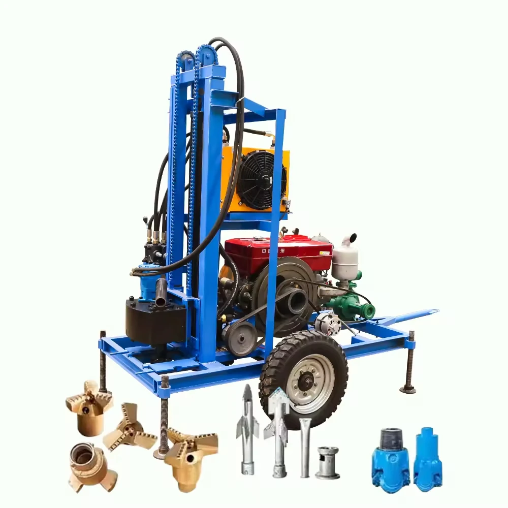 Factory 25HP 150m Portable Wheeled diesel Hydraulic Water Wells Drill ...