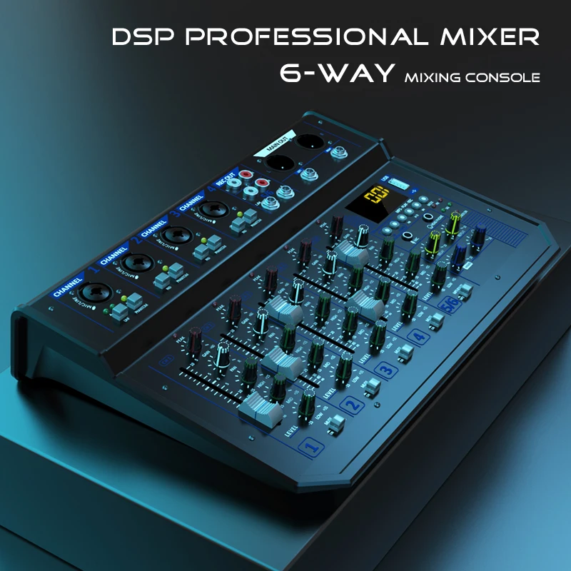 Professional-Audio-Mixer-6-Channel-Sound-Board-Console-DJ-Mixing-System ...