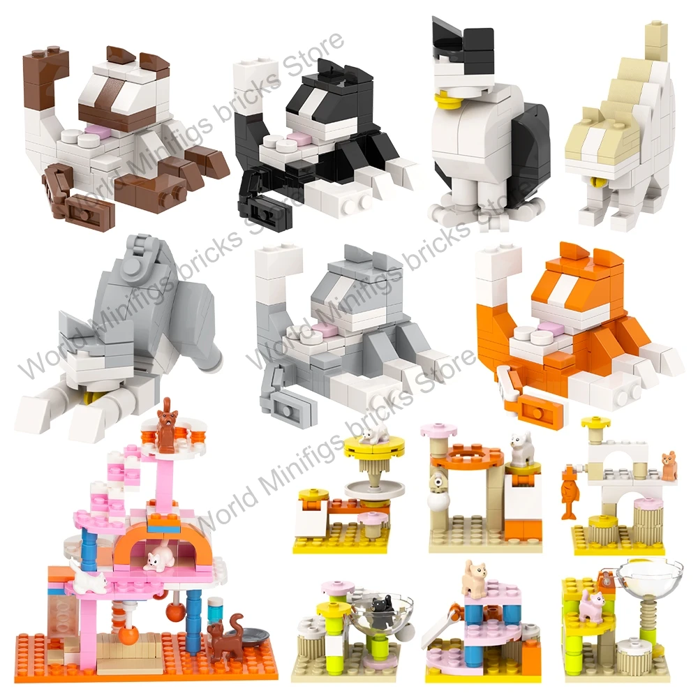 MOC Cat Tree Brick Kitten City Furniture Cute Pet Climber Compatible ...