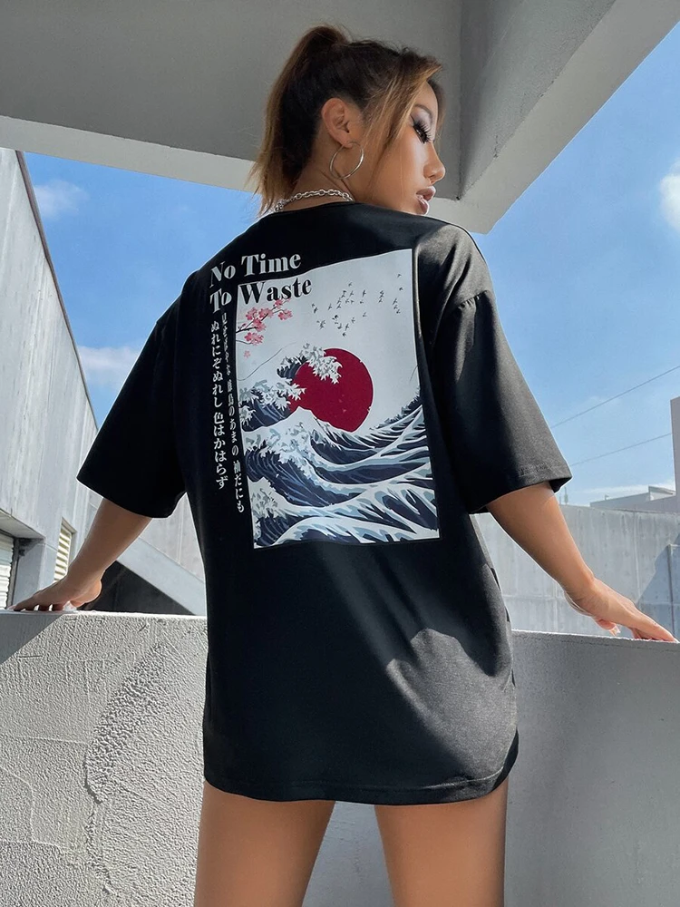Japanese-Graphic-Falling-shoulders-Street-T-Shirt-Women-All-match ...