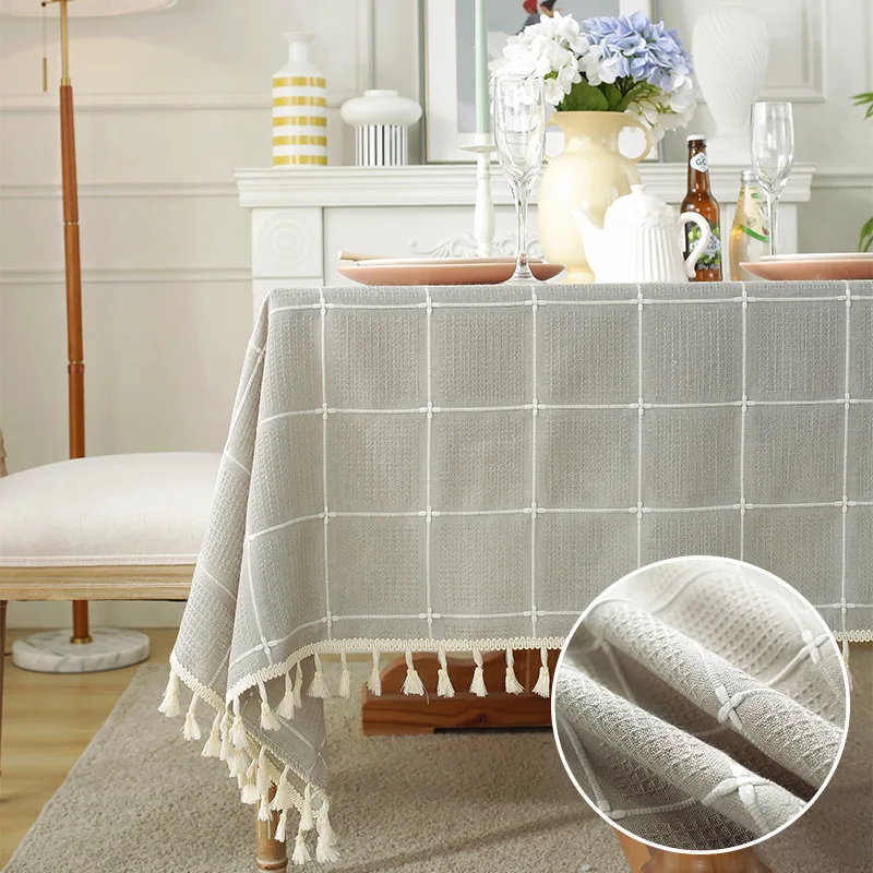 Rectangle-Cotton-Linen-Tablecloth-Tassels-Home-Decoration-Party-Dining ...