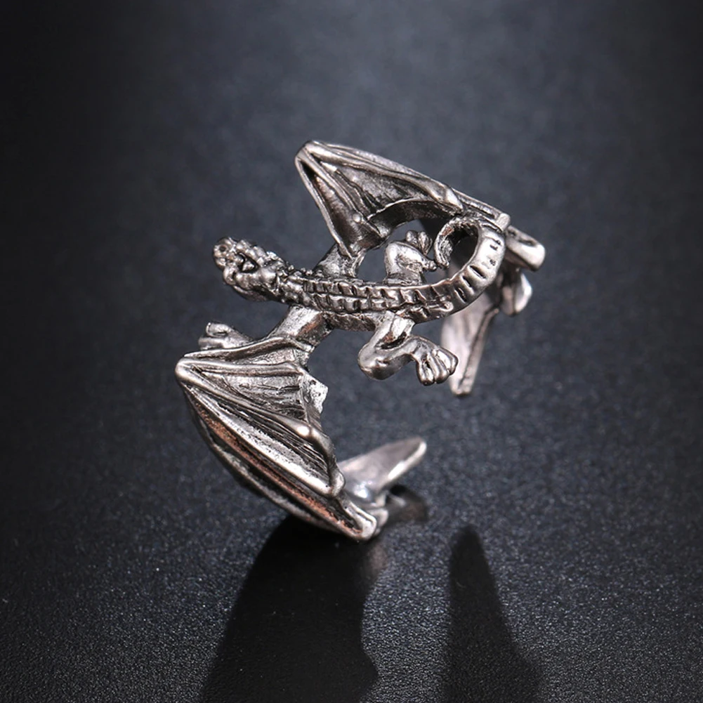 Retro-Stainless-Steel-Bat-Lizard-Ring-Gothic-Pterodactyl-Silvery-Hip ...