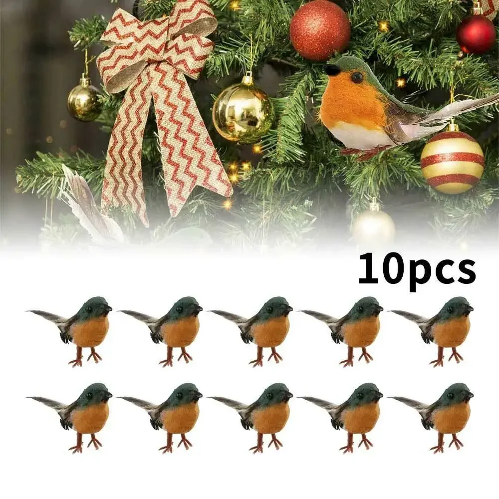 10PCS-Robin-Bird-Christmas-Tree-Decoration-Craft-Artificial-Feather ...
