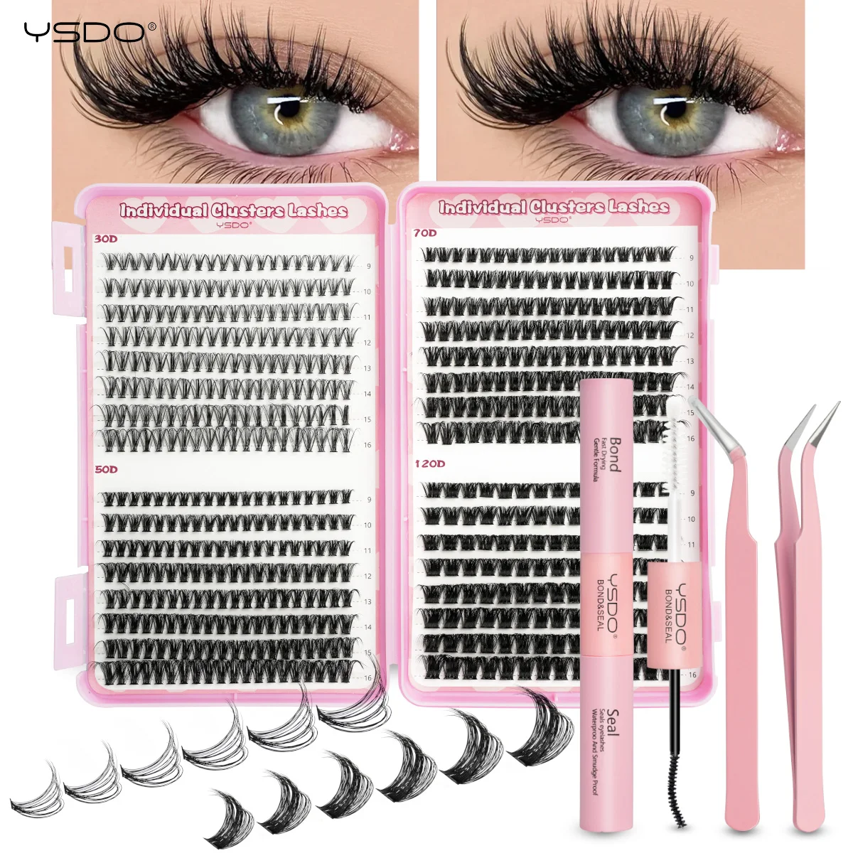 YSDO-DIY-Eyelash-Extension-Kit-14-32P-Individual-Lashes-Set-Cluster-D ...