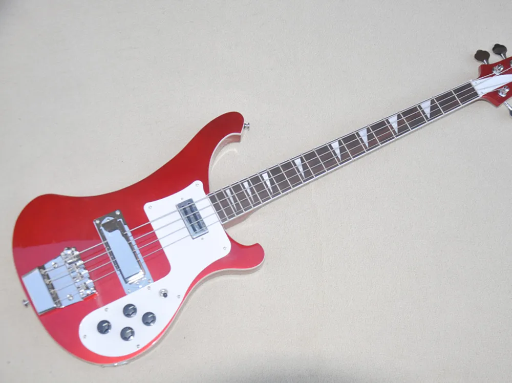 Metallic-Red-Body-4-Strings-Electric-Bass-Guitar-with-Chrome-Hardware ...