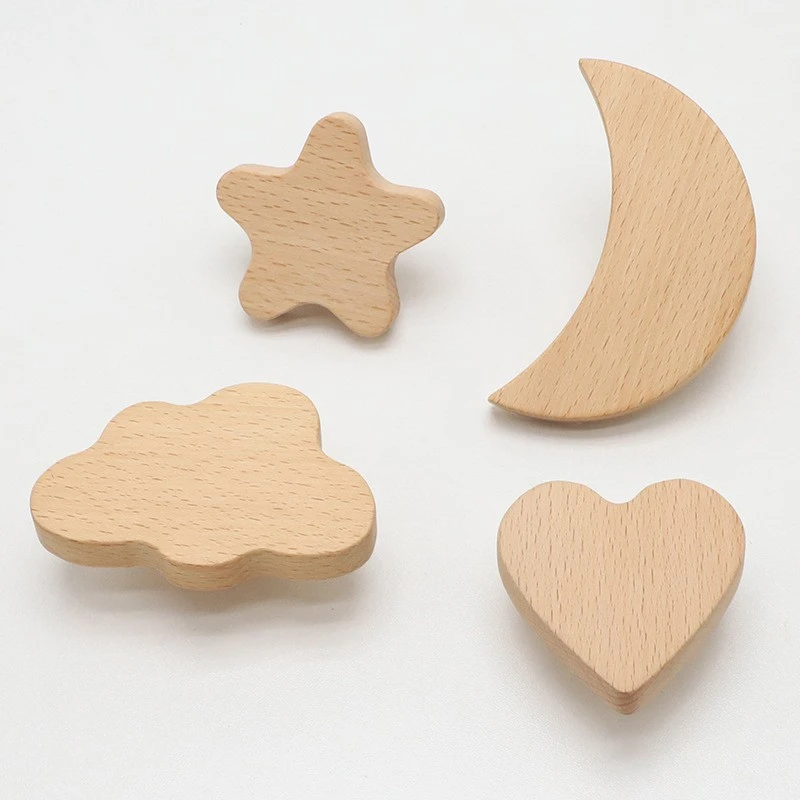 Beautiful Heart Shape Furniture Handles Moon Drawer Wooden Knobs Star Cloud Children Decoration ...