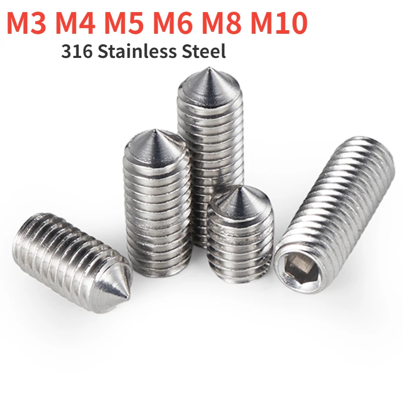 M3-M4-M5-M6-M8-M10-316-Stainless-Steel-Hex-Socket-Tip-Set-Screws ...