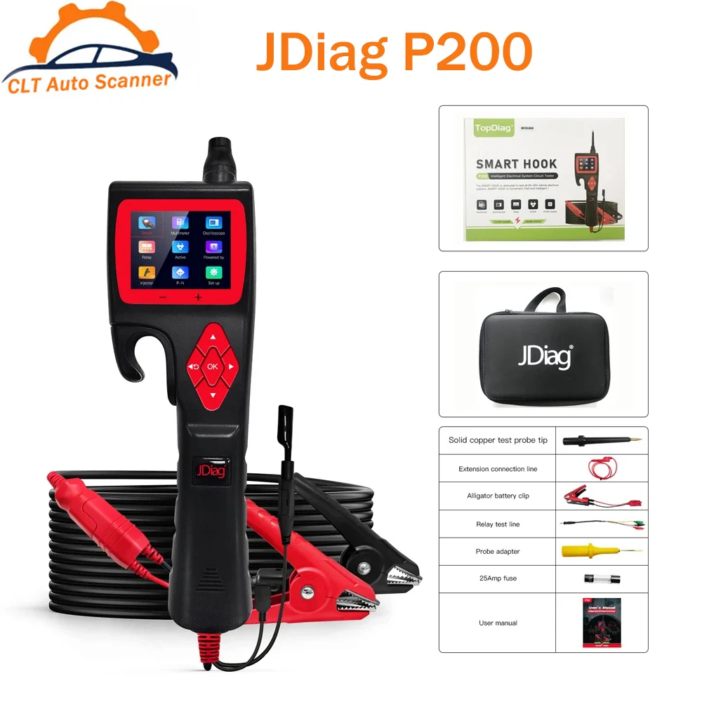 Jdiag P200 자동차 회로 테스터 자동차 릴레이 회로 분석기 9 30v 오실로스코프 인젝터 자동 전기 시스템 진단 도구