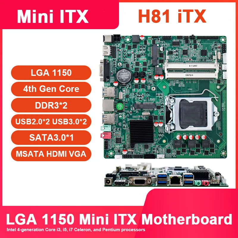 H81 itx Motherboard mini ITX LGA 1150 for Core 4th Gen CPU i3 i5 4460 ...