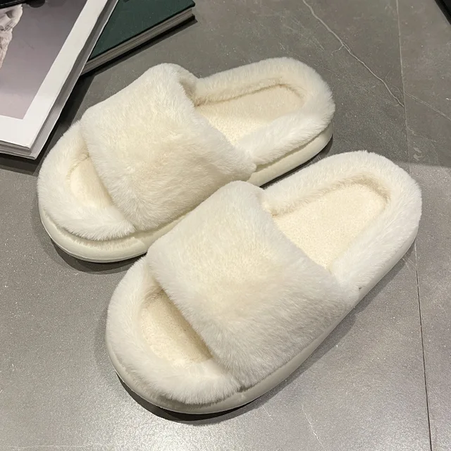 2022 New Women Slippers Autumn and Winter Fur Slippers Indoor Household ...