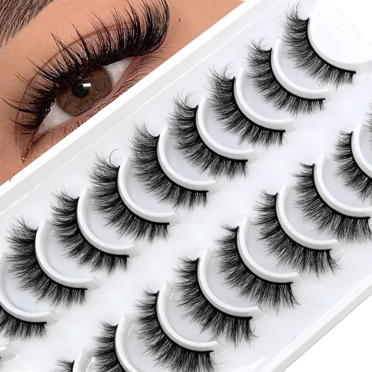 HBZGTLAD 10 Pairs 3D Faux Mink Lashes Fluffy Soft Full Thick Wispy ...