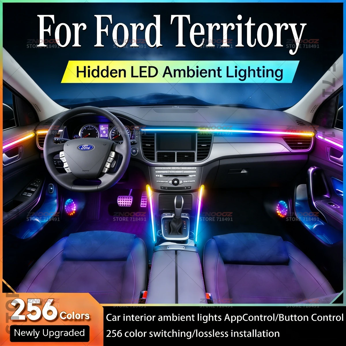 22in1 RGB Car Interior Acrylic Car Ambient Lights RGB Hidden Acrylic ...