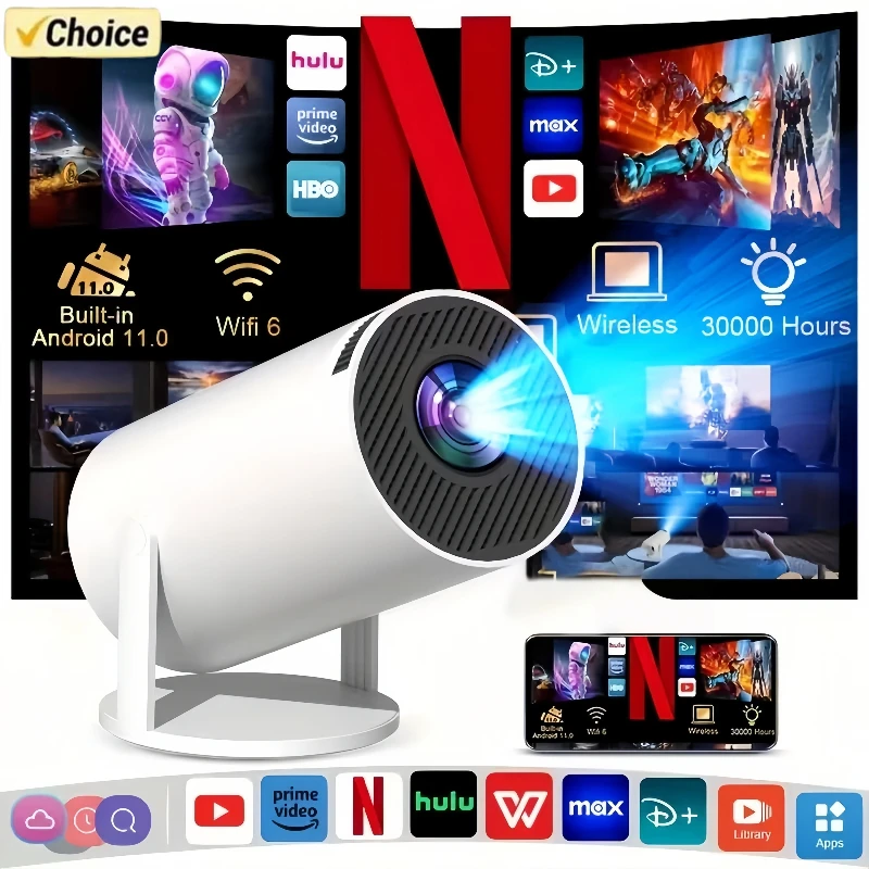 4K Ultra HD Portable Projector HY300 2025 300ANSI Android 11 BT54 ...