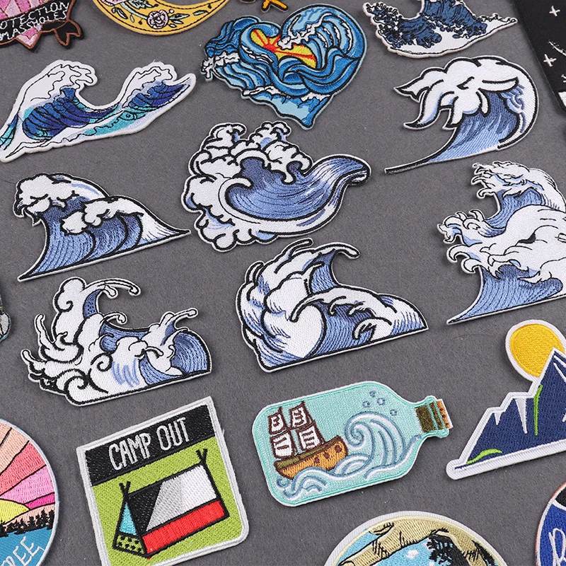 Iron-On-Patch-Sea-Wave-Patches-For-Clothing-DIY-Adventure-Clothes ...